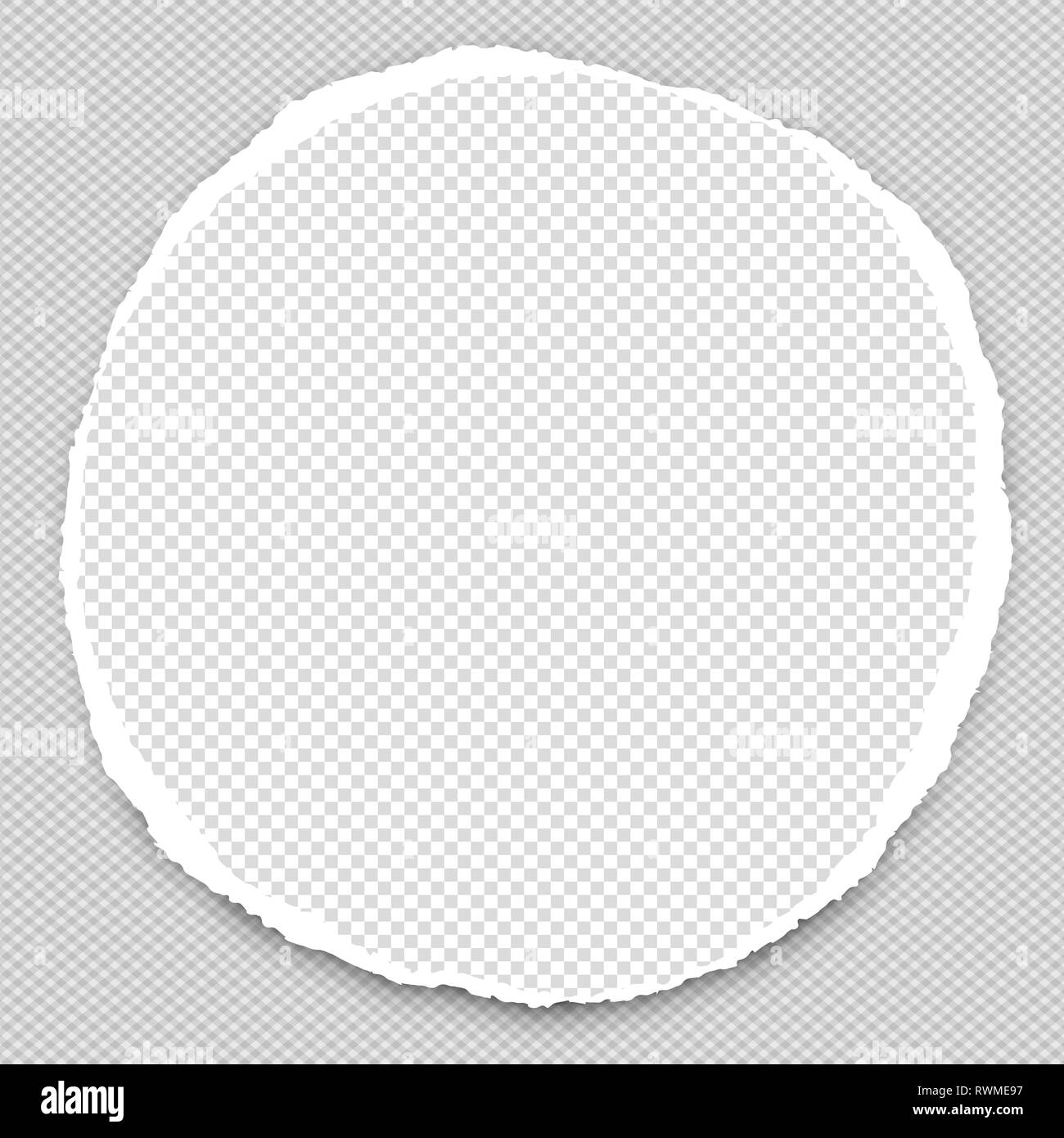 Round paper with torn edges in center of squared background. Vector ...