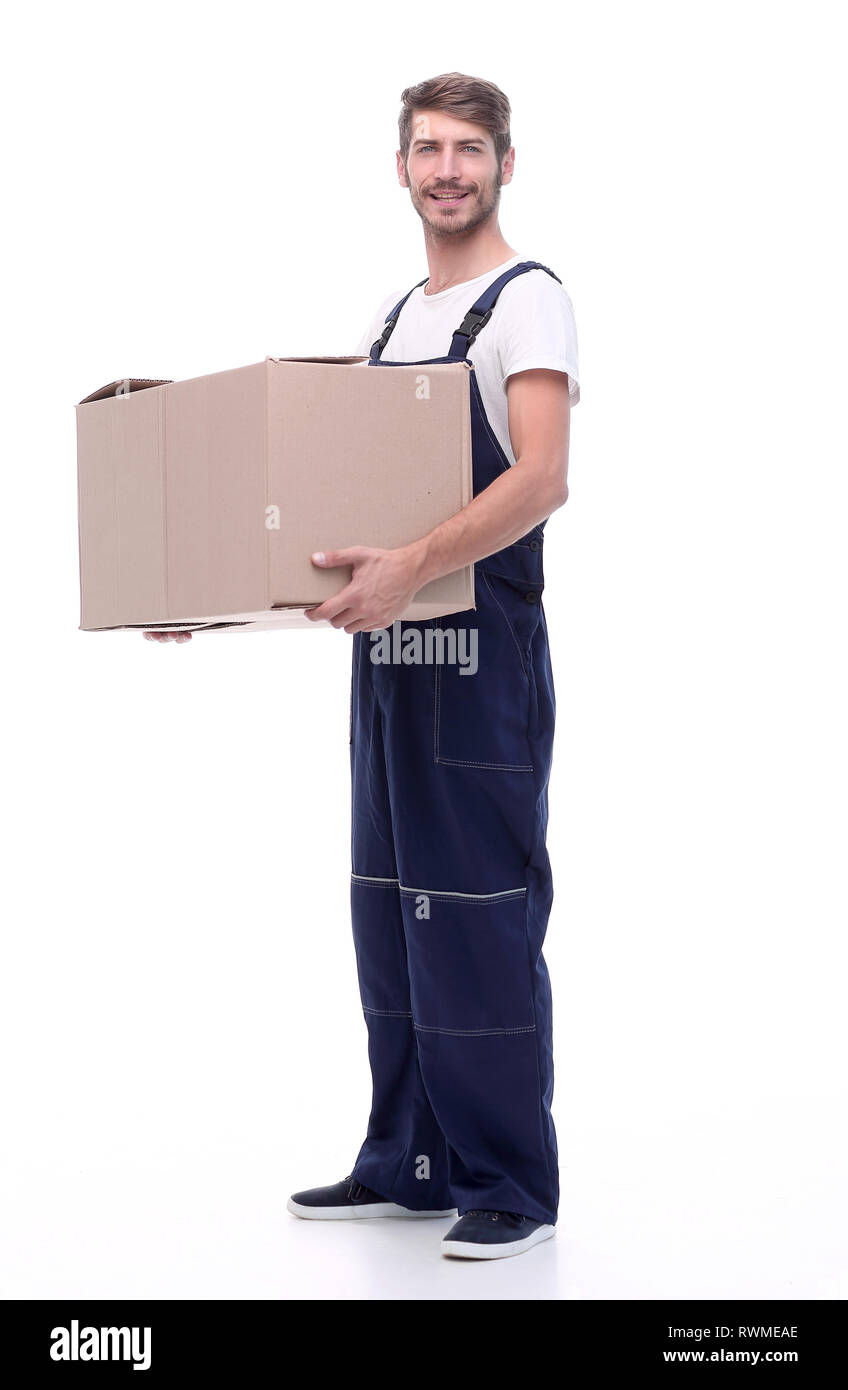 Delivery man carrying large box hi-res stock photography and images - Alamy