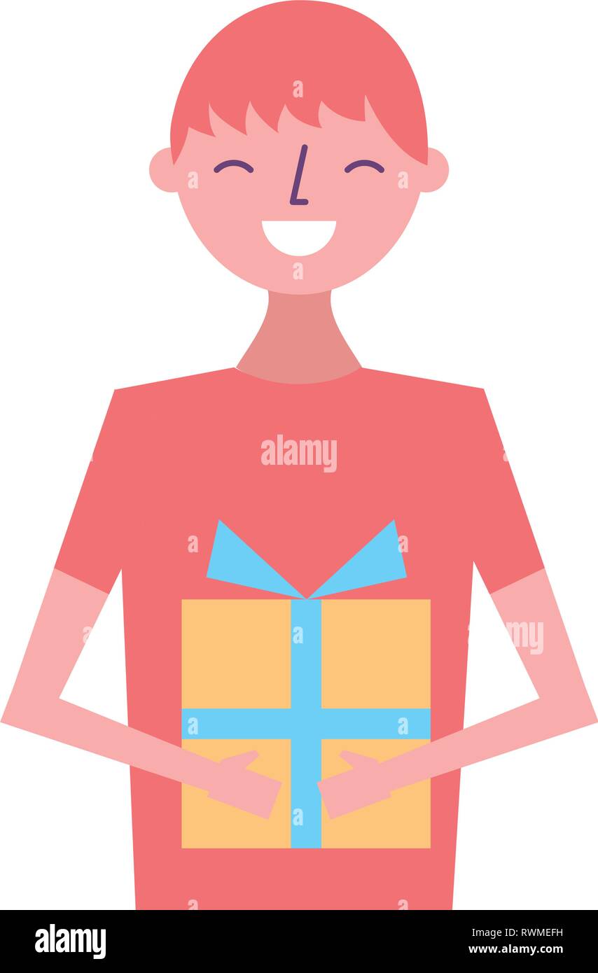 Present smiling man box Stock Vector Images - Alamy