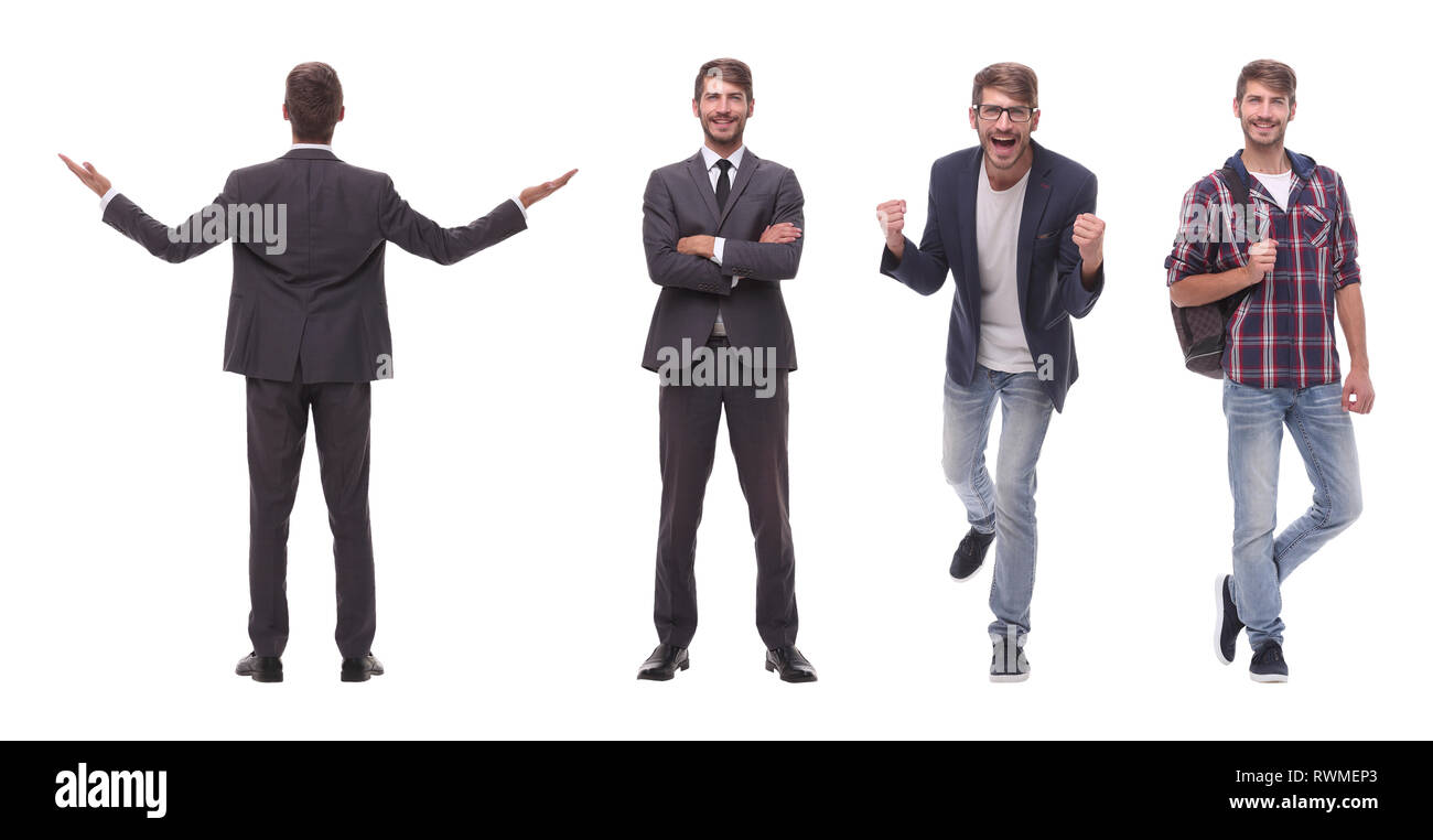 photo collage successful modern young man..isolated on white Stock ...