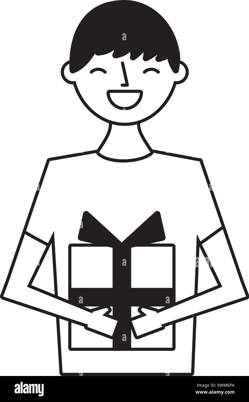 Present smiling man box Stock Vector Images - Alamy