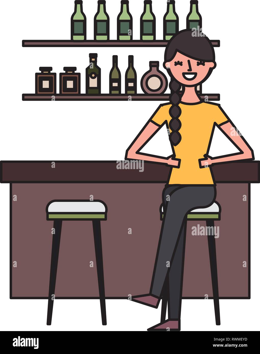 Woman alone bar Stock Vector Images - Alamy