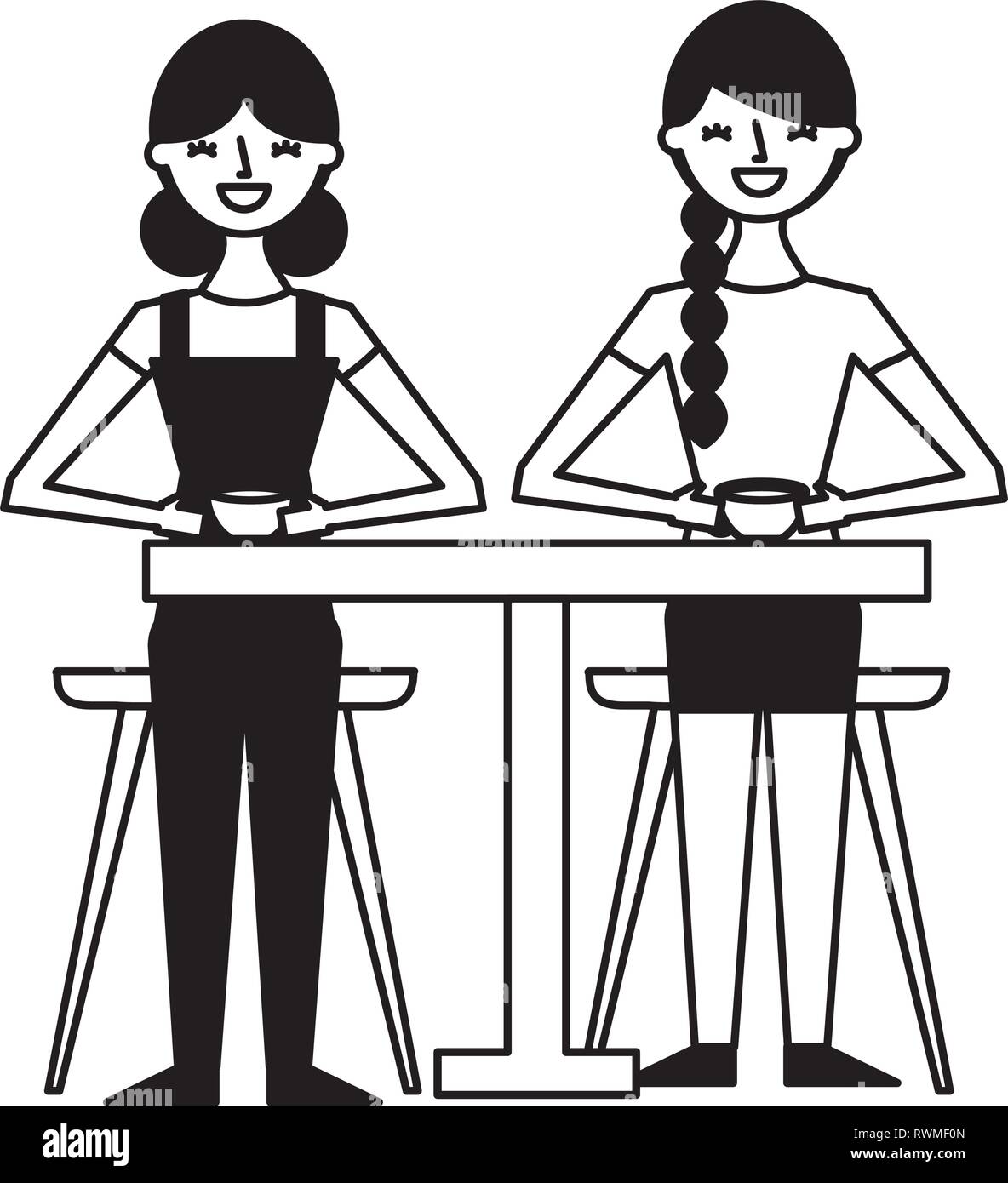 two women drinking coffee Stock Vector Image & Art - Alamy