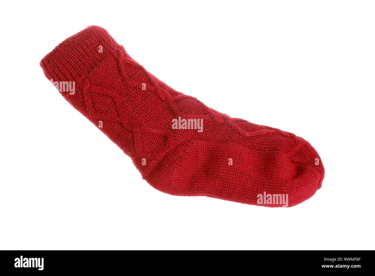 One red sock isolated on white background Stock Photo - Alamy