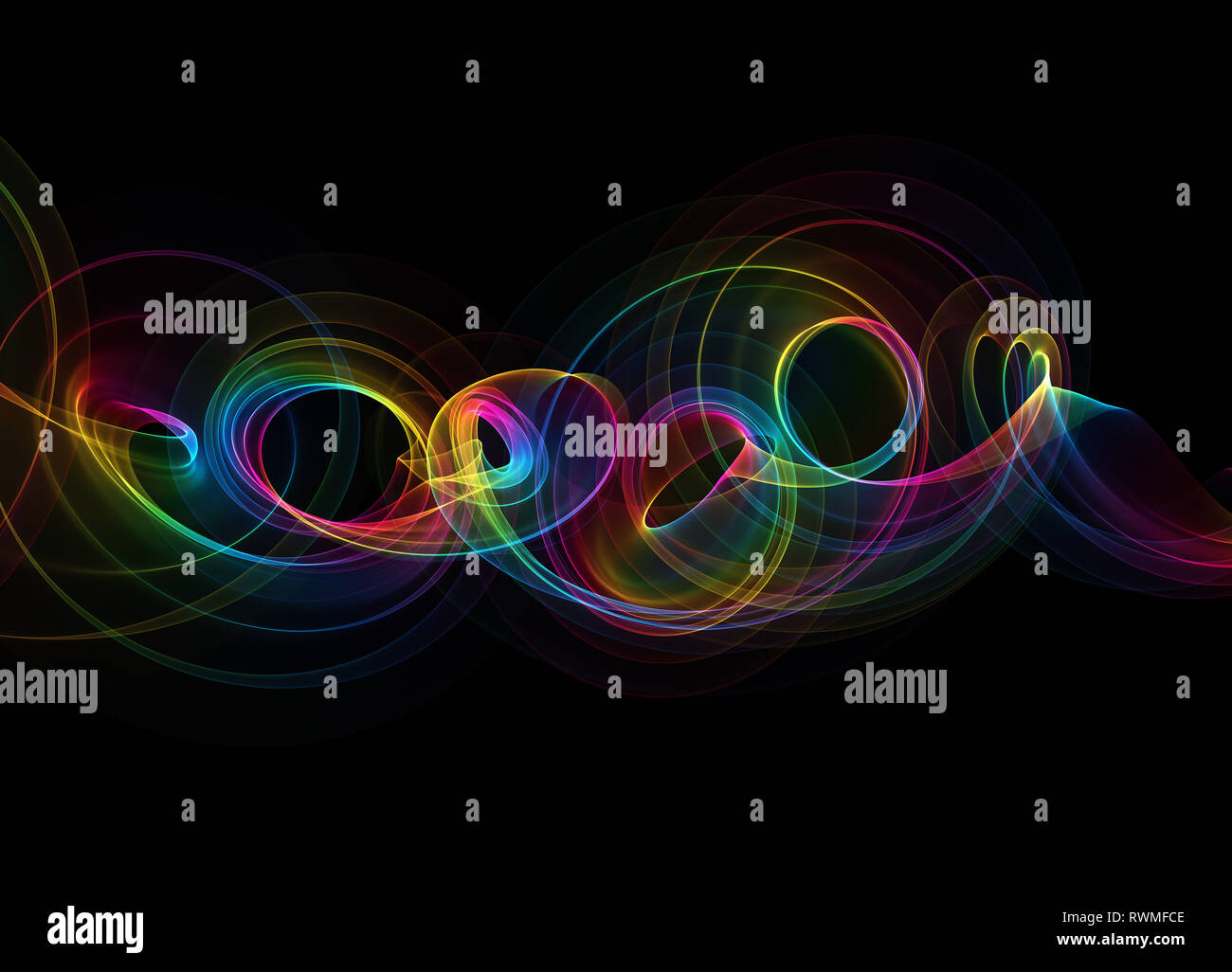 abstract colorful wavy smoke flame over black background Stock Photo ...