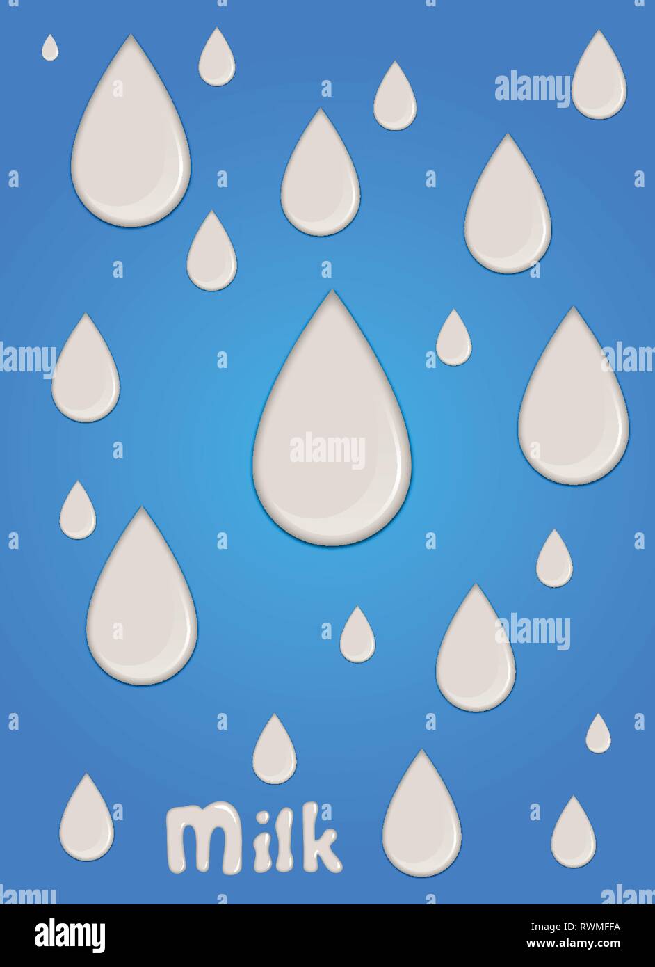 Realistic milk drop, splashes, liquid isolated on blue background ...