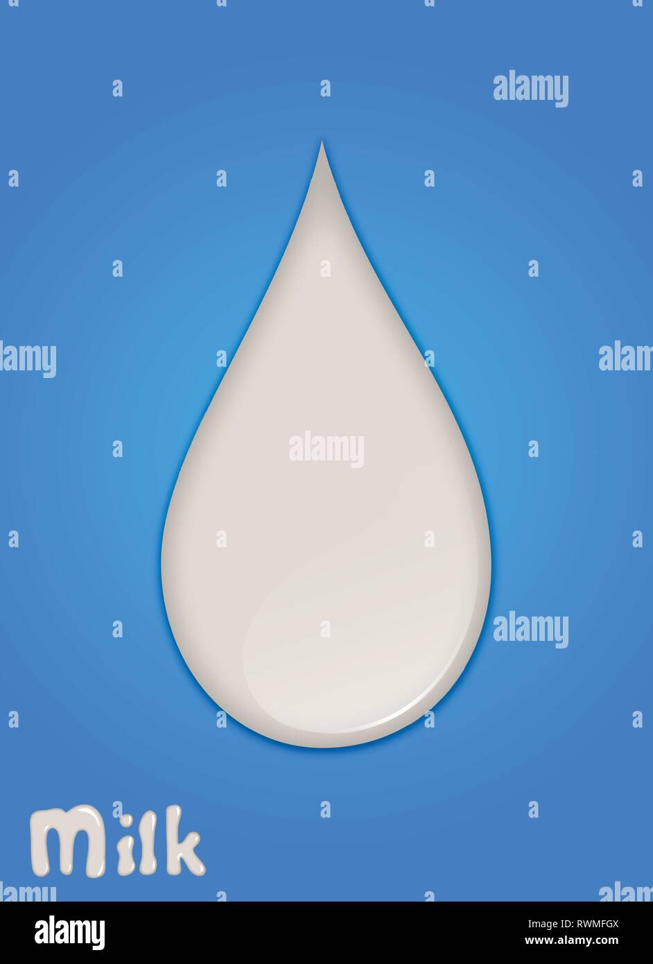 Realistic milk drop, splashes, liquid isolated on blue background ...
