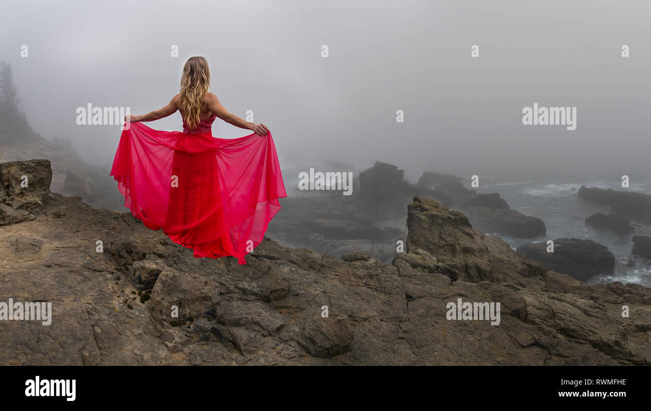 Women in a red dress out and about hi-res stock photography and images ...