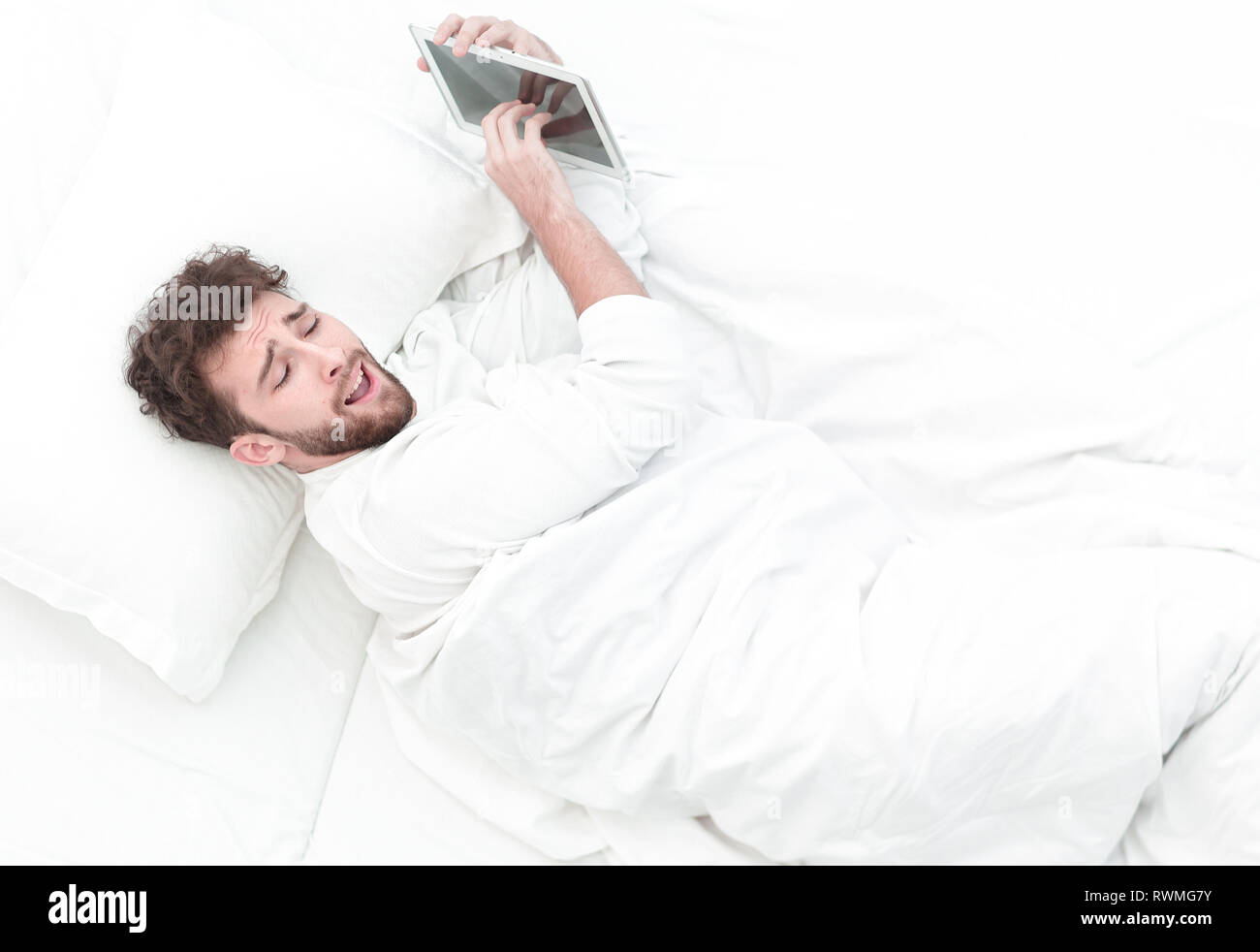 background image .man typing on a digital tablet Stock Photo - Alamy