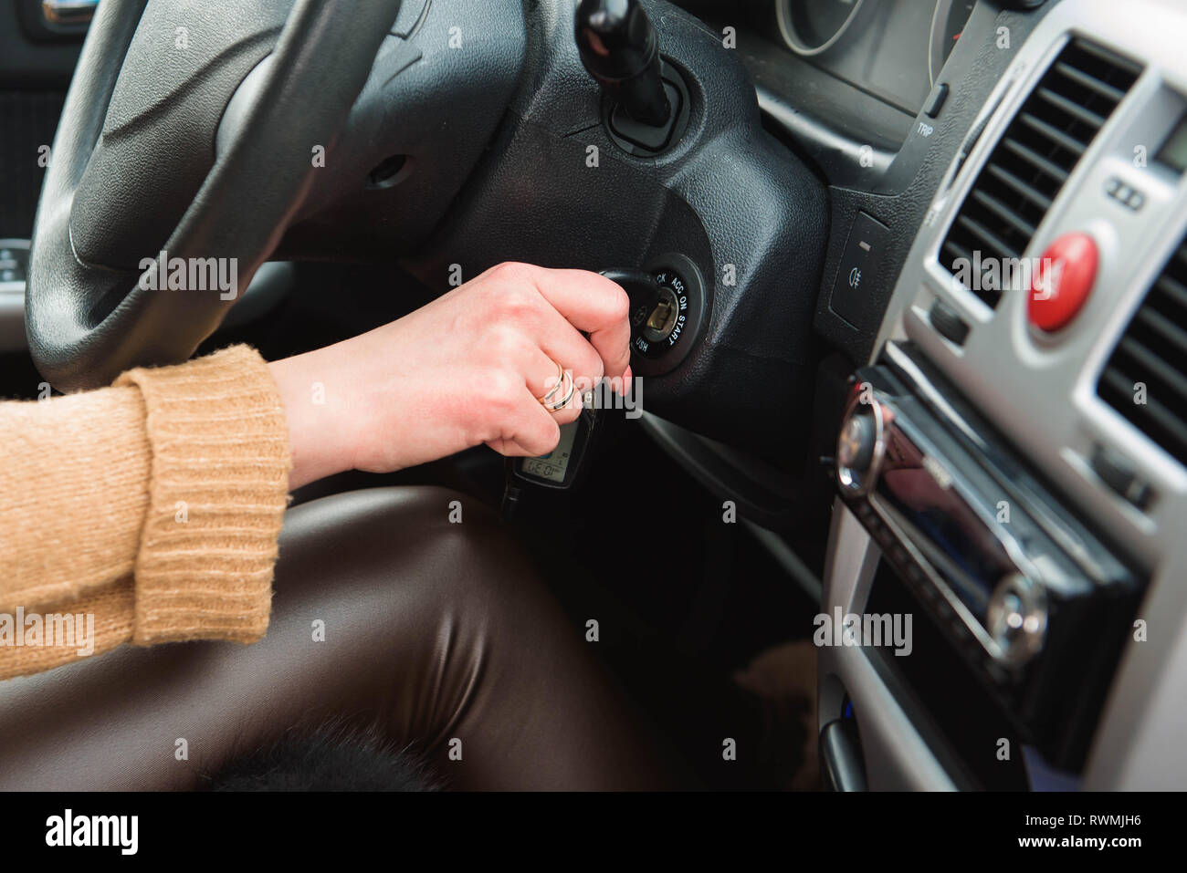 Young woman driving her car, lady drive the car casually Stock Photo ...