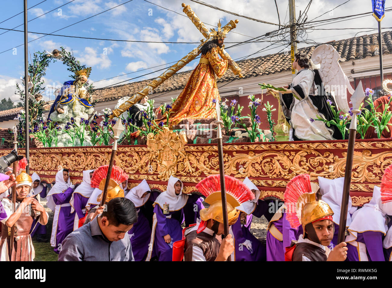 Antigua, Guatemala - February 18, 2018: Lent procession in colonial ...