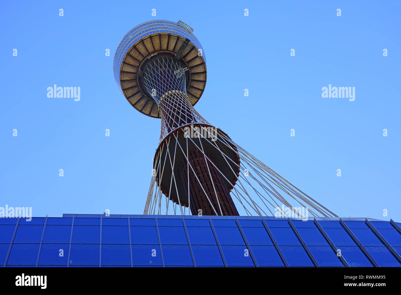 SYDNEY, AUSTRALIA -17 JUL 2018- View of the landmark Sydney Tower ...