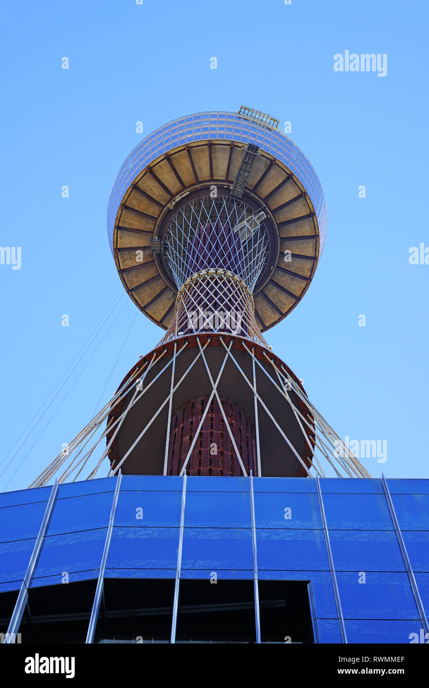 SYDNEY, AUSTRALIA -17 JUL 2018- View of the landmark Sydney Tower ...