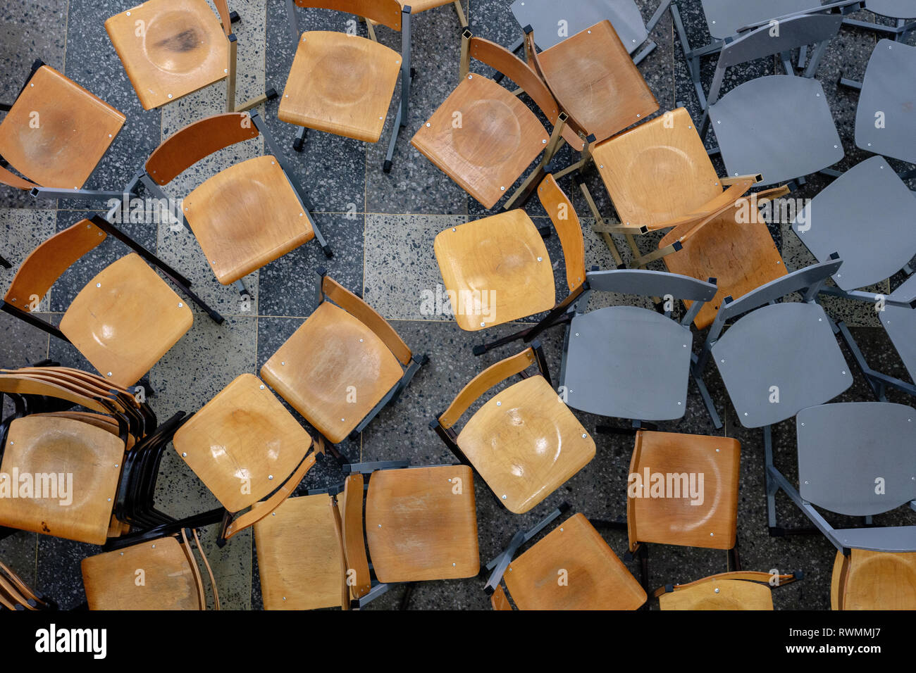 wooden chair textured ornament seen from above. background abstract ...
