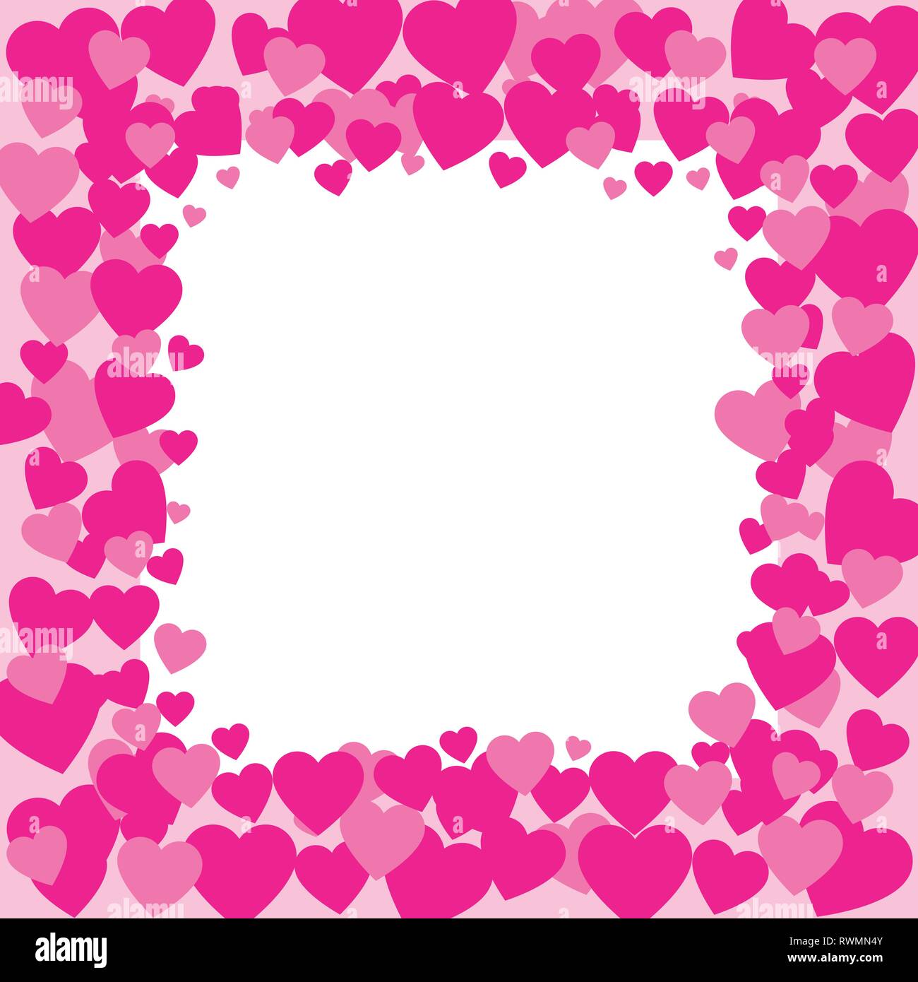 Pink Hearts illustration with frame for text. Valentine's day and ...