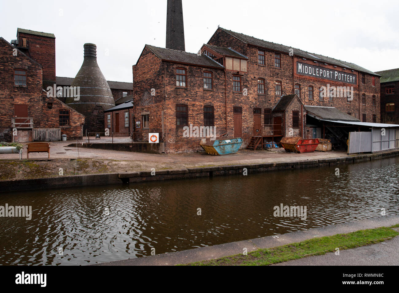 View of Middleport pottery from the Trent and Mersey canal towpath ...