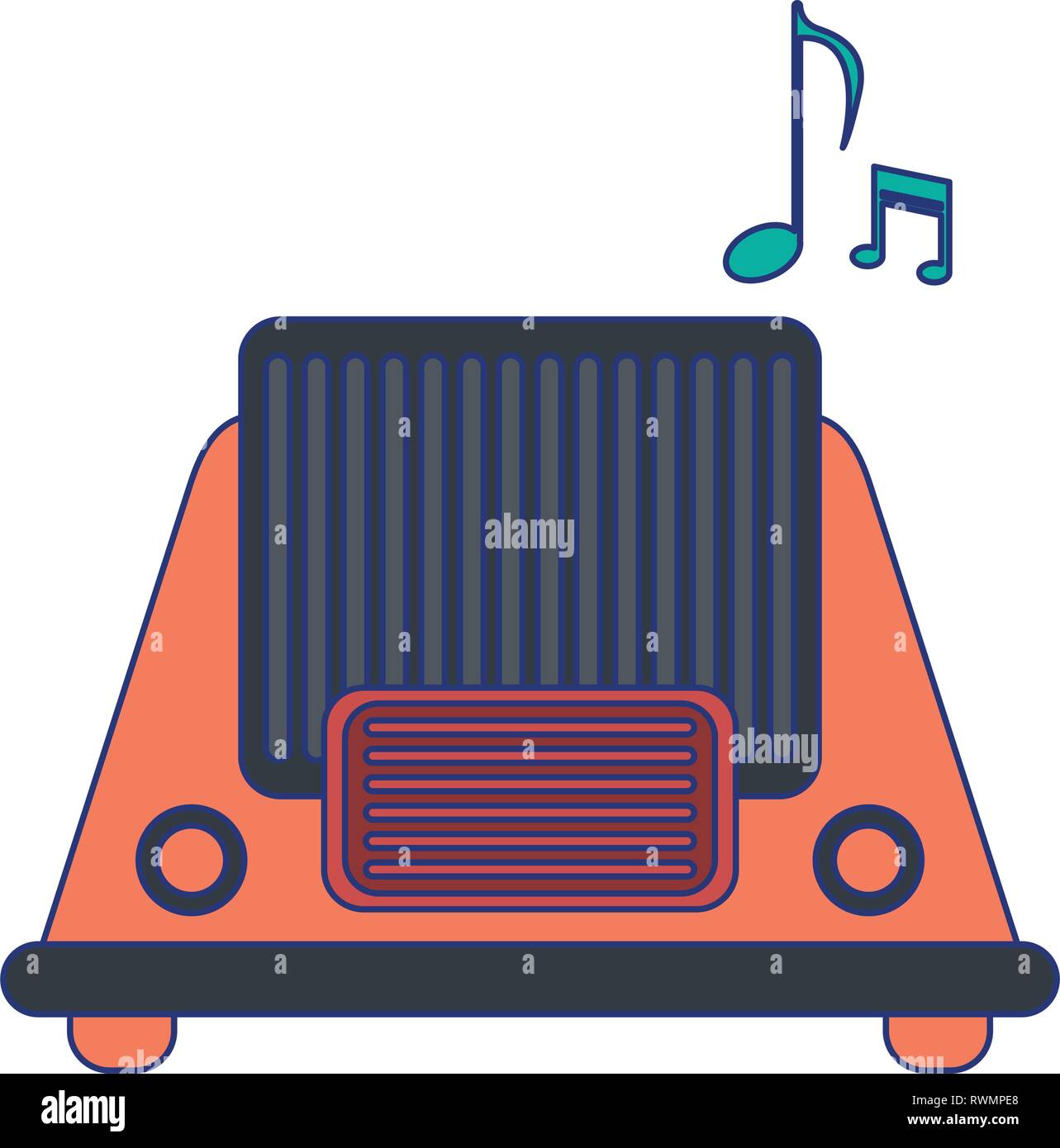 Vintage blue radio Stock Vector Images - Alamy