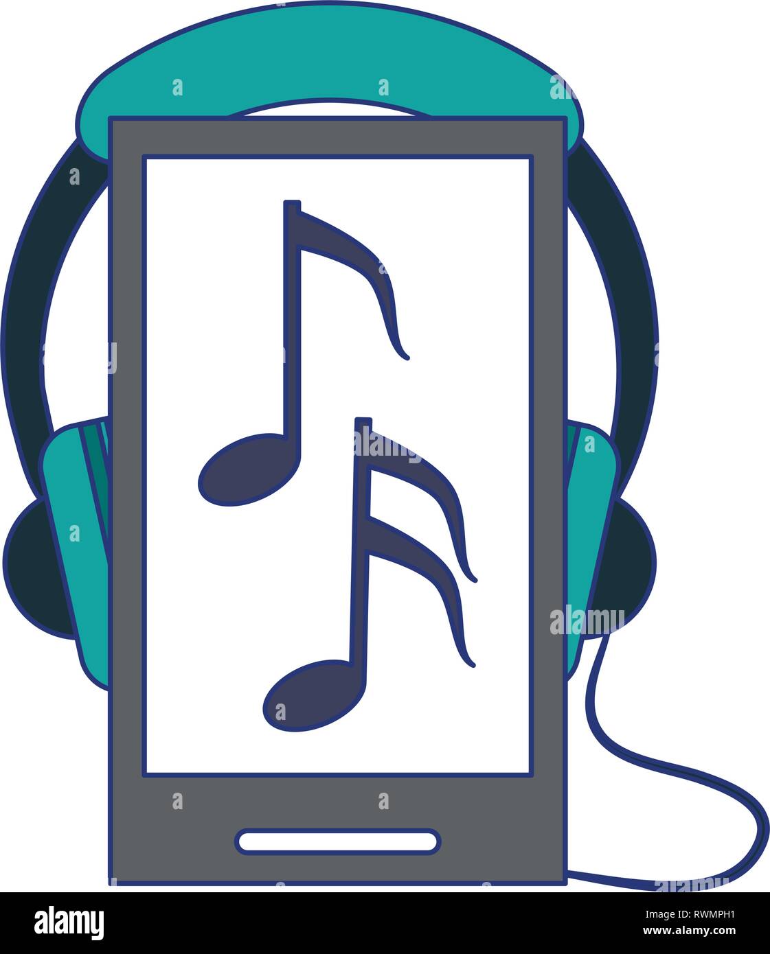 Mobile phone music notes Stock Vector Images - Alamy