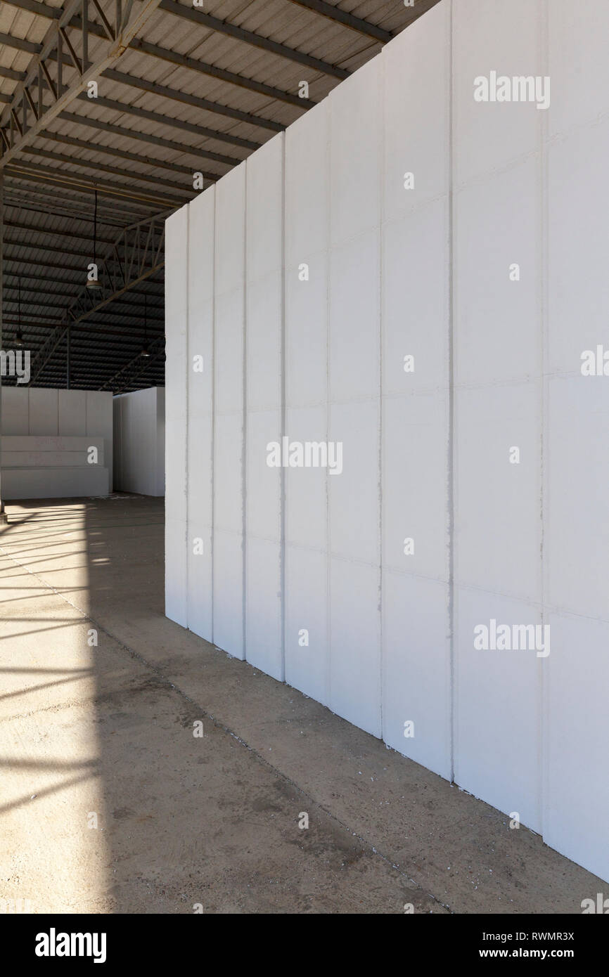 large blocks of Styrofoam in a warehouse, abstarct background scene ...