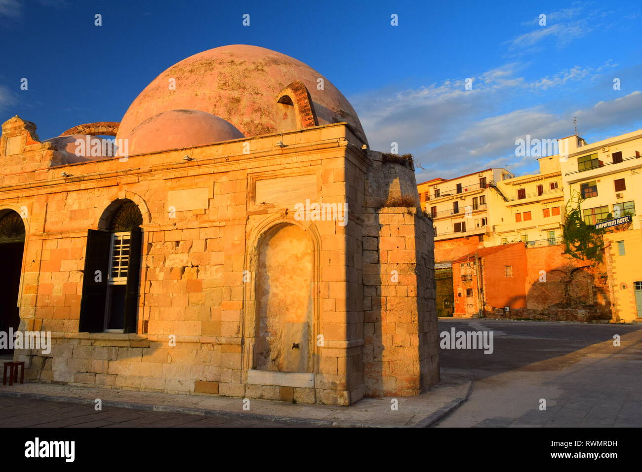 chanina ,crete - old mosque next to waterfront Stock Photo - Alamy