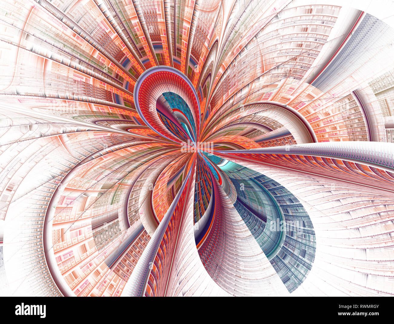 Illustration of concentric circles and lines. Partially blurry figure ...