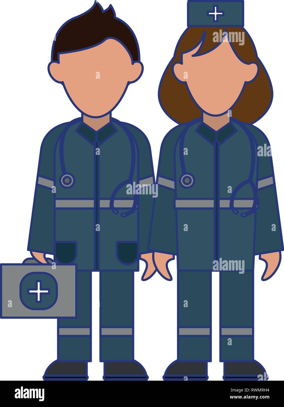 Medical teamwork avatar blue lines Stock Vector Image & Art - Alamy