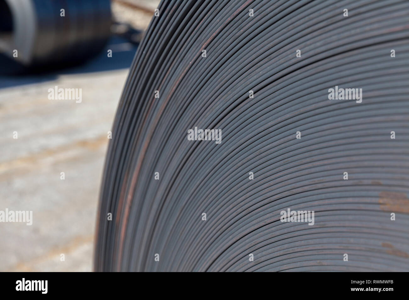 rolls of industrial sheet metal, manufacturing background Stock Photo ...