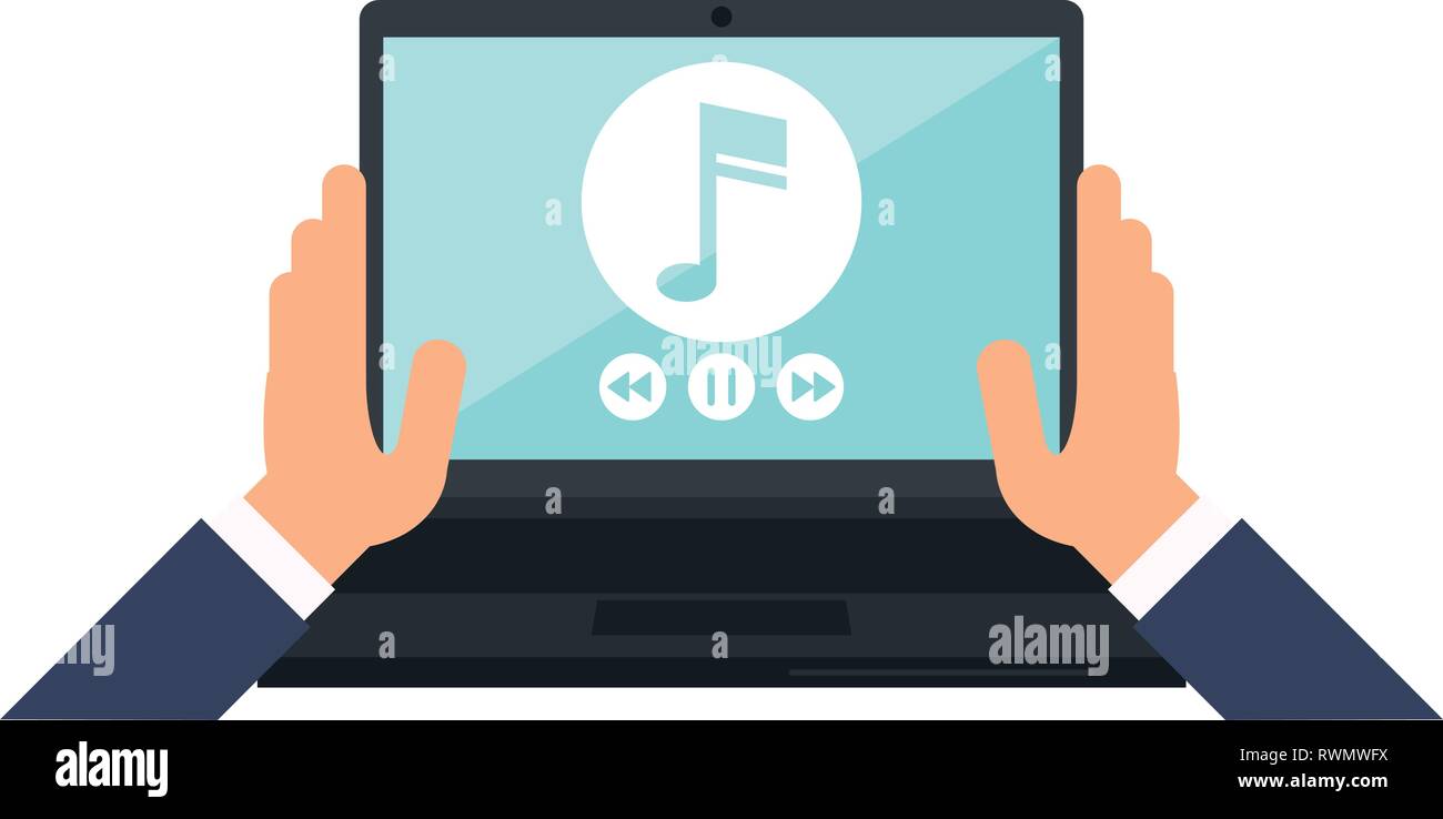 Laptop with music player Stock Vector Image & Art - Alamy