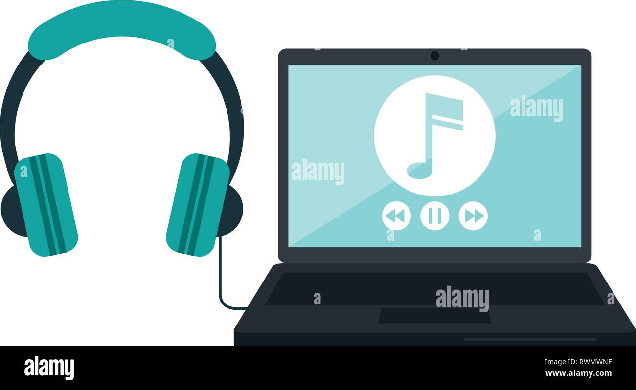 Laptop with music player Stock Vector Image & Art - Alamy