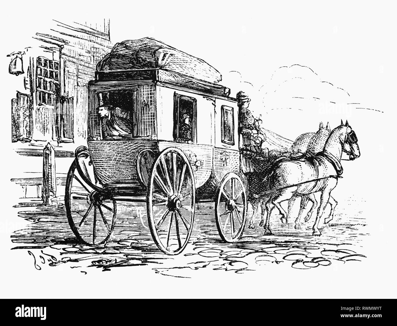 Stage coach illustration Cut Out Stock Images & Pictures - Alamy