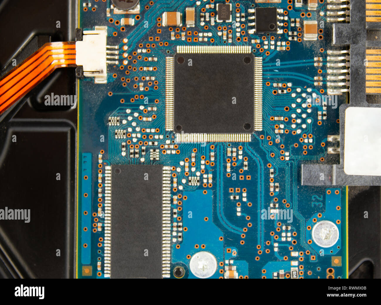 Motherboard close-up. Computer processor. Motherboard close-up ...
