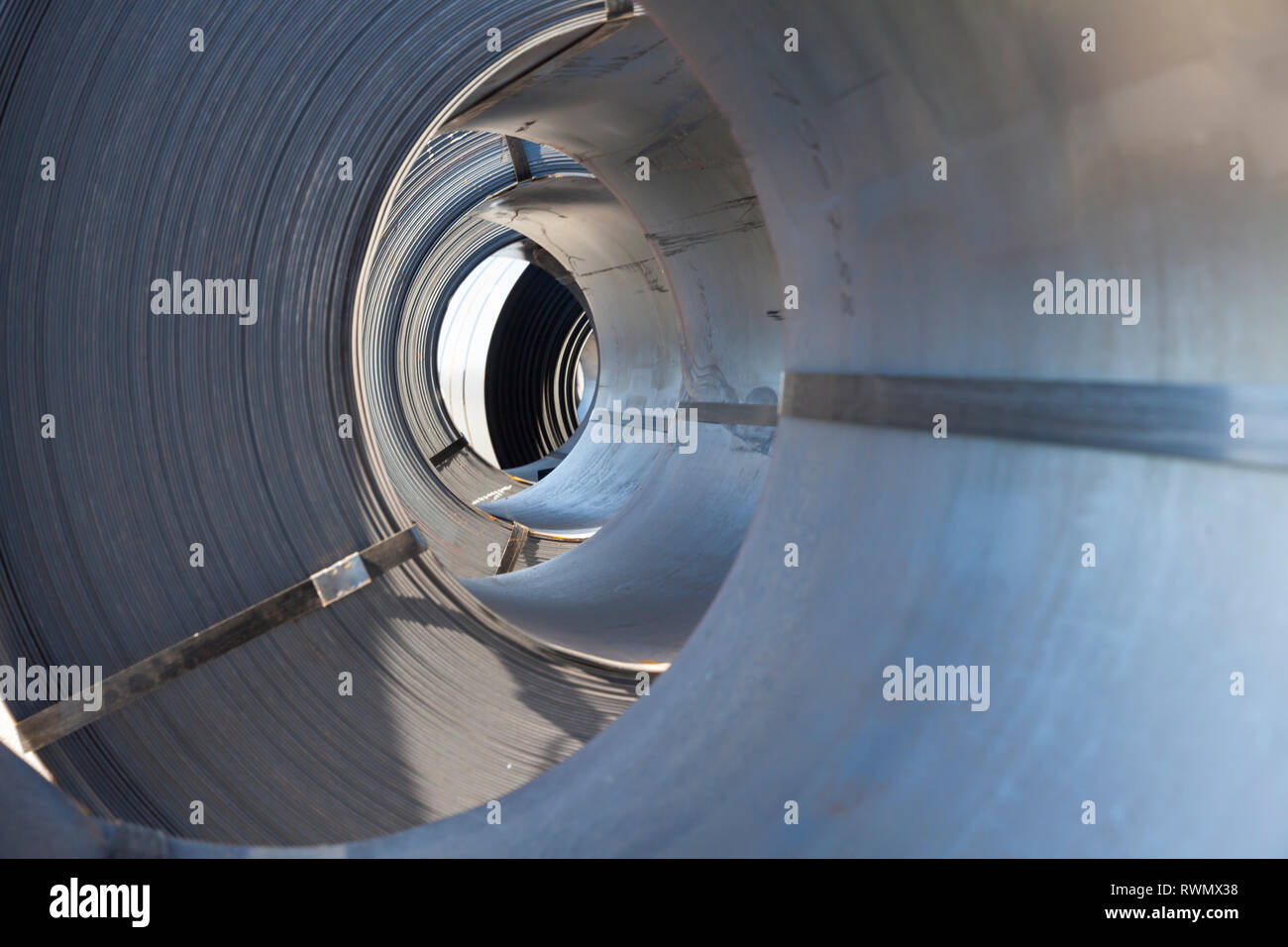 rolls of industrial sheet metal, manufacturing background Stock Photo ...
