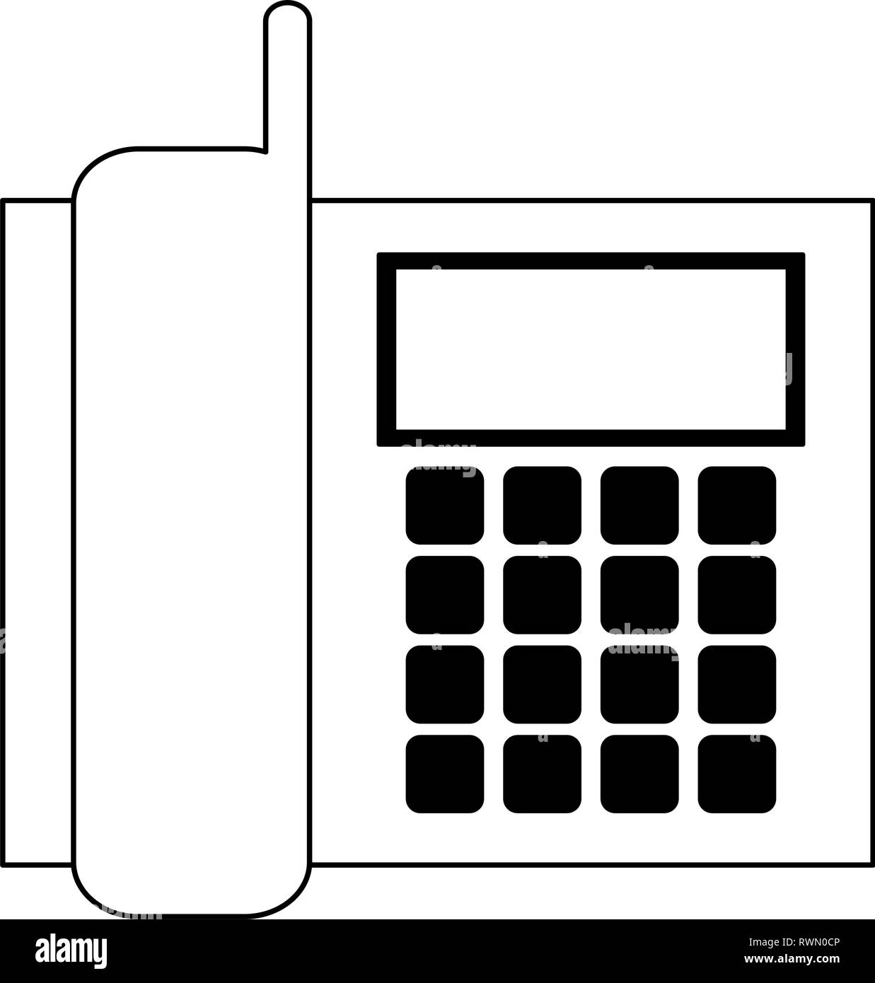 Telephone communication device isolated black and white Stock Vector ...