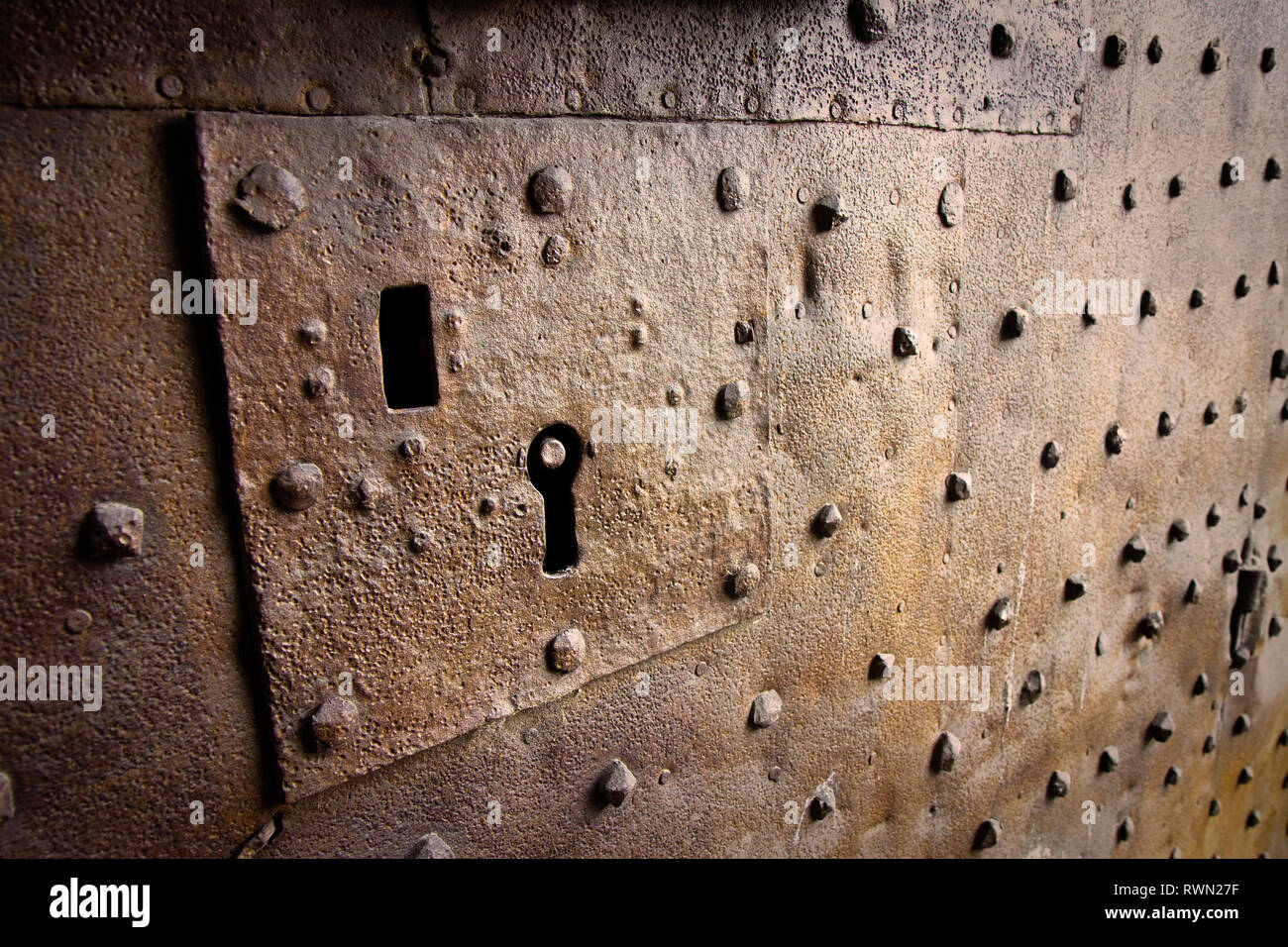 Old keyhole of an medieval iron door (Italy Stock Photo - Alamy