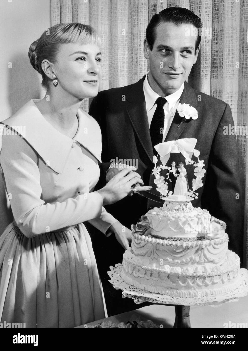 Paul Newman and Joanne Woodward during their wedding reception at the ...
