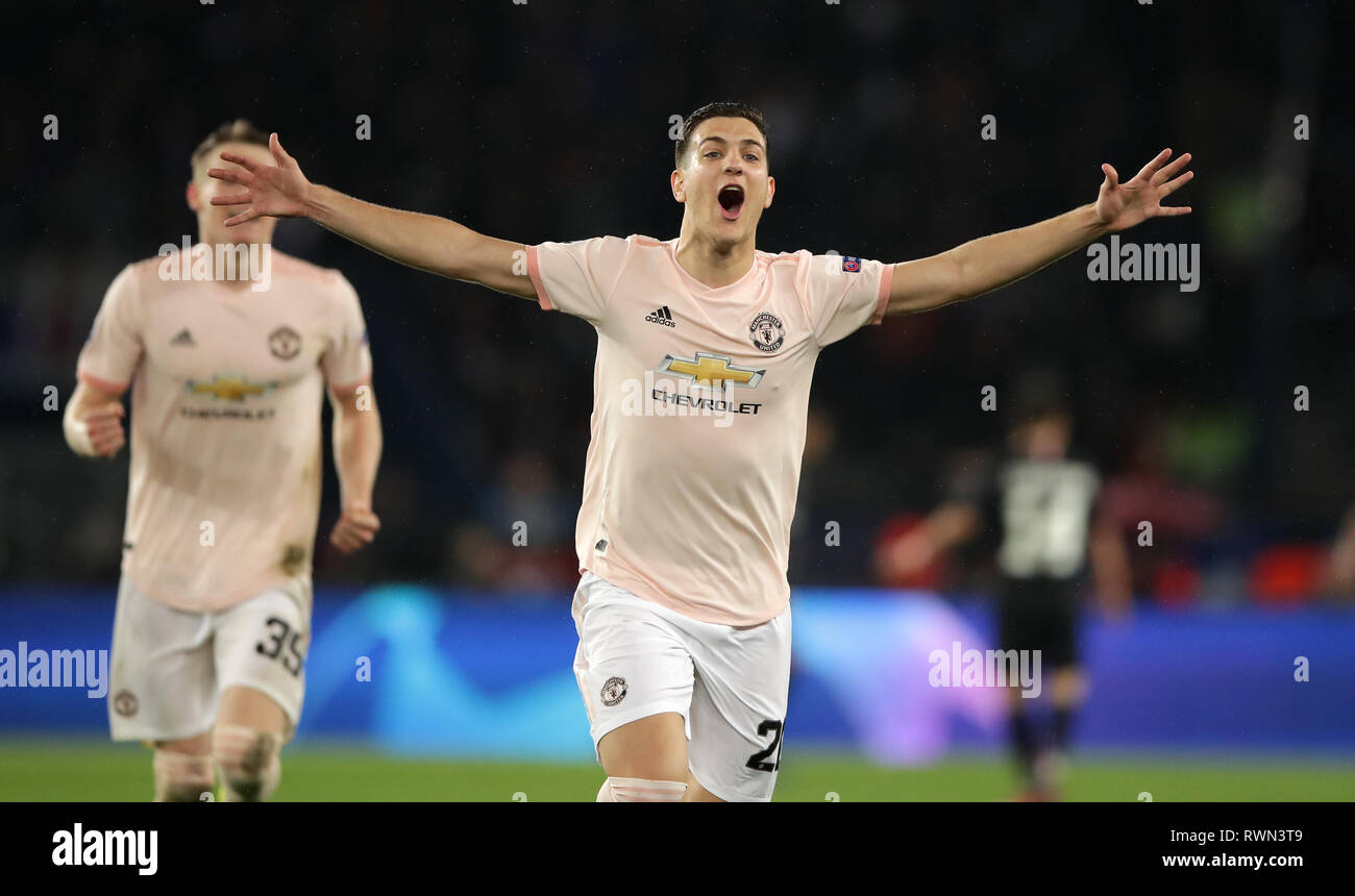 Manchester United's Diogo Dalot celebrates after the final whistle ...