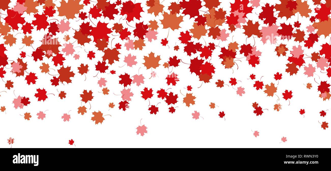 Horizontal pattern of red maple leaves. Symbol of Canada. Autumn background. Vector illustration ...
