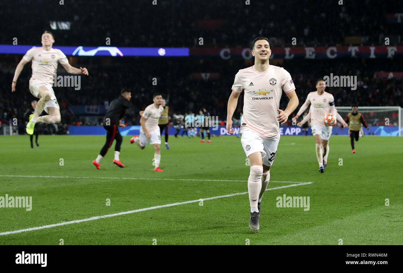 Manchester United's Diogo Dalot celebrates after the final whistle ...