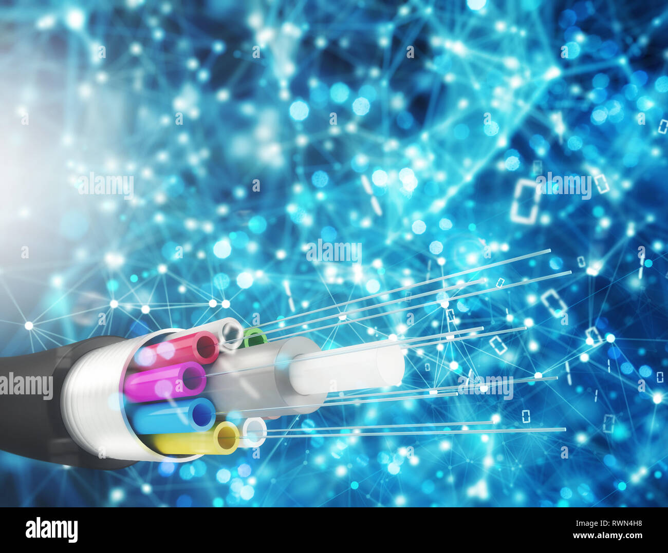 Internet connection with optical fiber. Concept of fast internet Stock ...