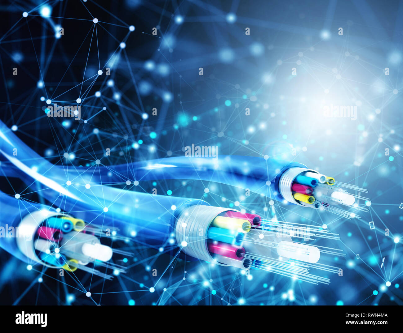 Internet connection with optical fiber. Concept of fast internet Stock ...