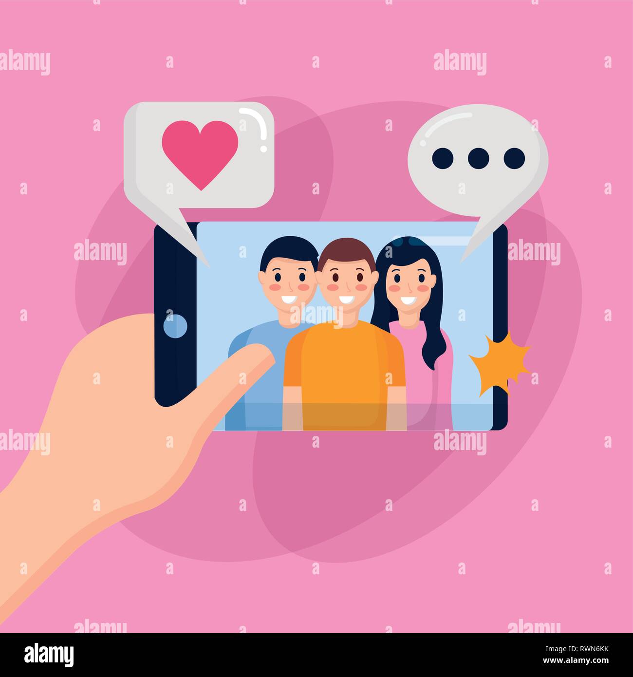 Happy friends taking fun Stock Vector Images - Alamy