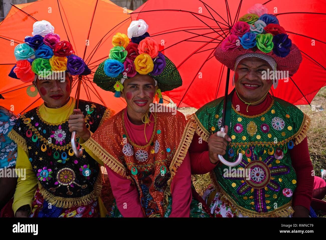 Folkloric dancers wearing the traditional indigenous attire of the ...