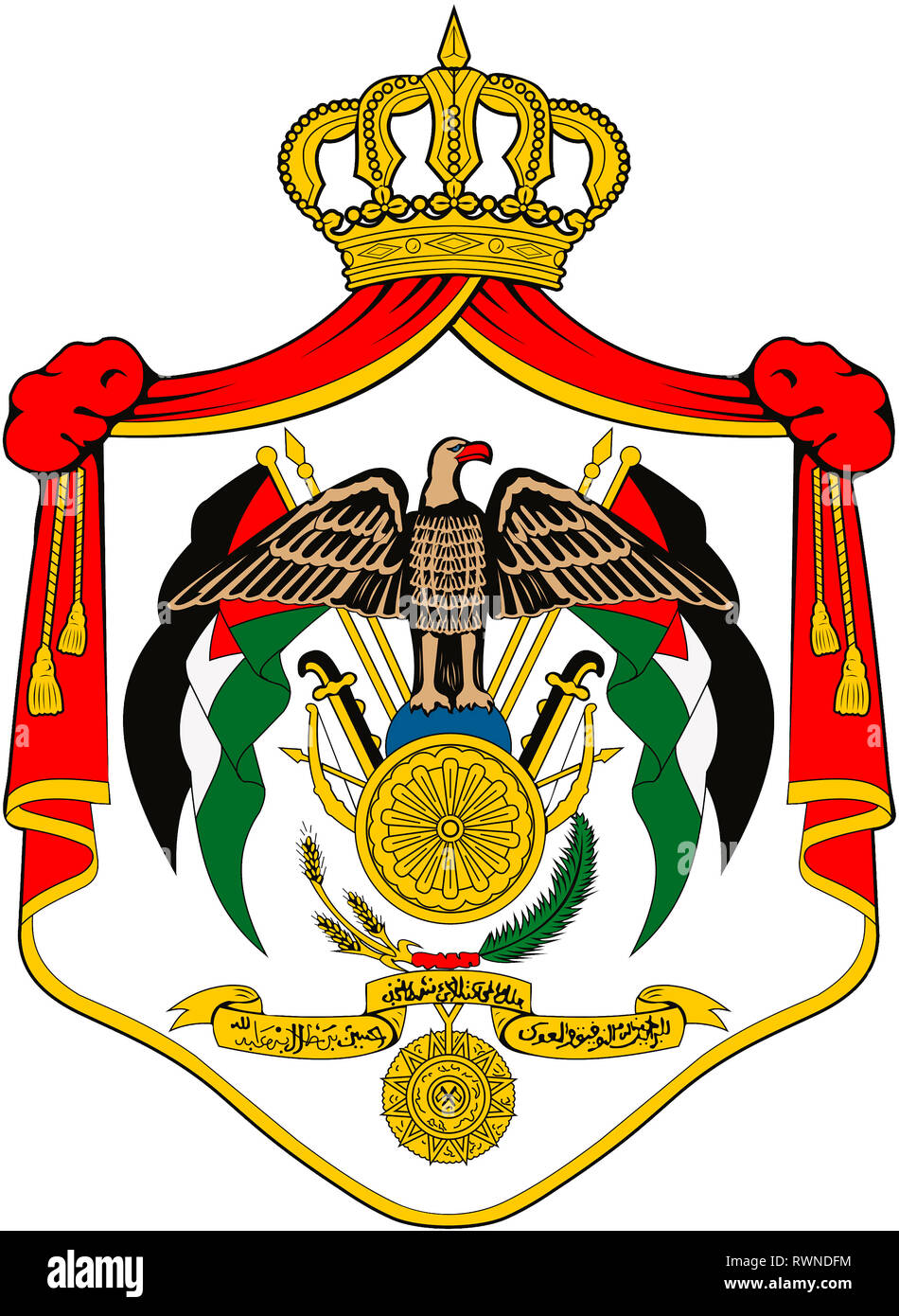 National coat of arms of the Hashemite Kingdom of Jordan Stock Photo ...