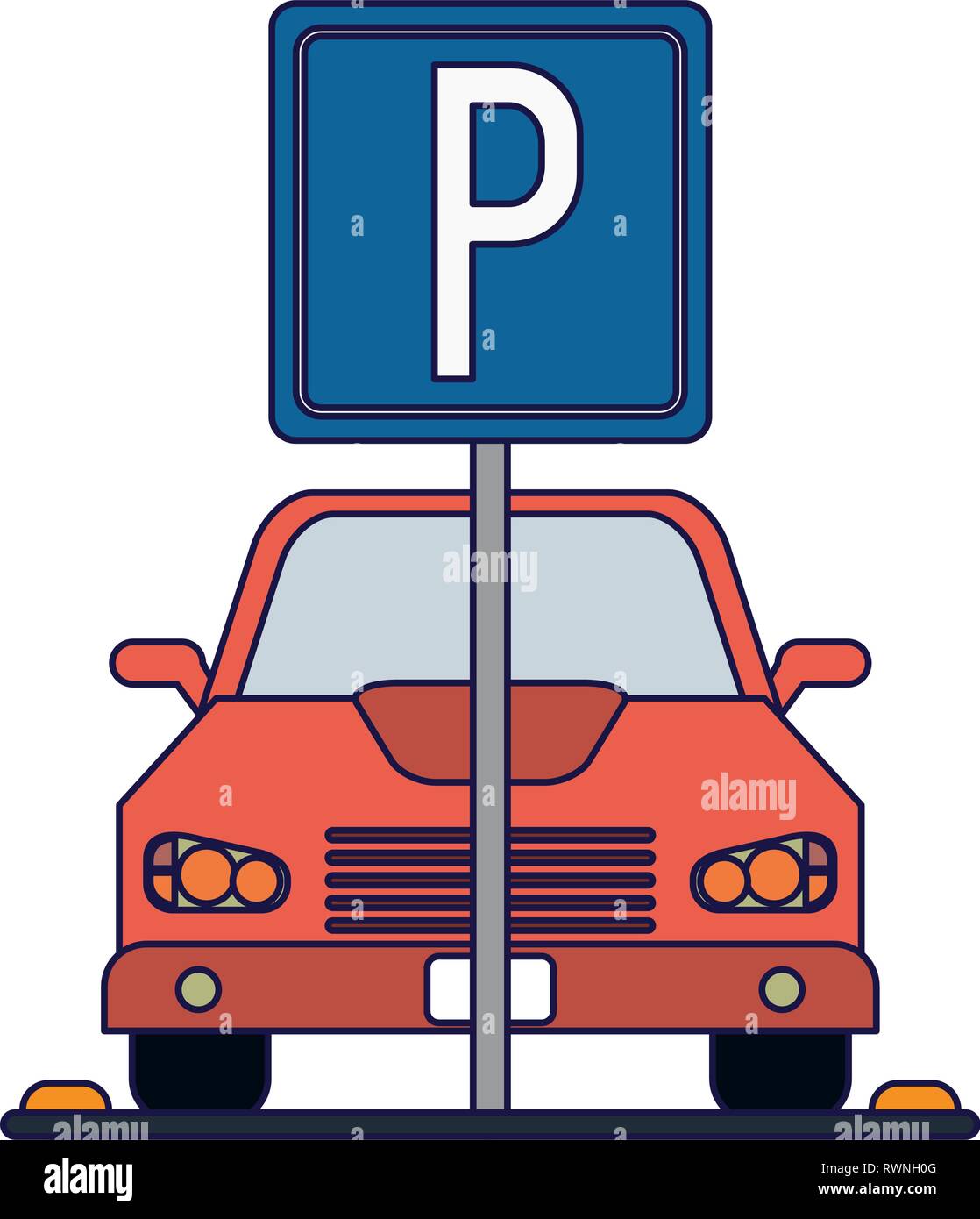 Car on parking zone blue lines Stock Vector Image & Art - Alamy