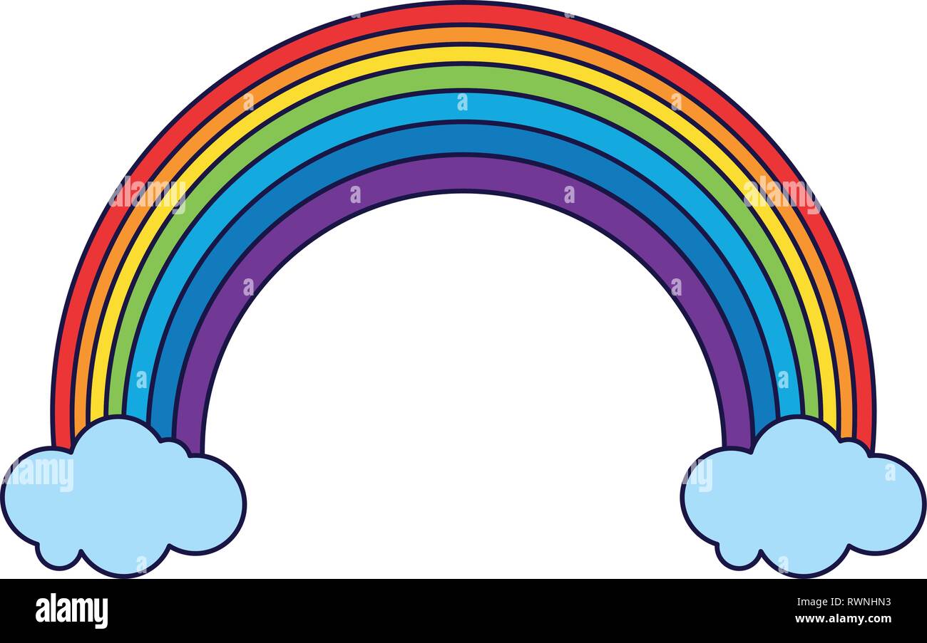 Rainbow and clouds cartoon blue lines Stock Vector Image & Art - Alamy