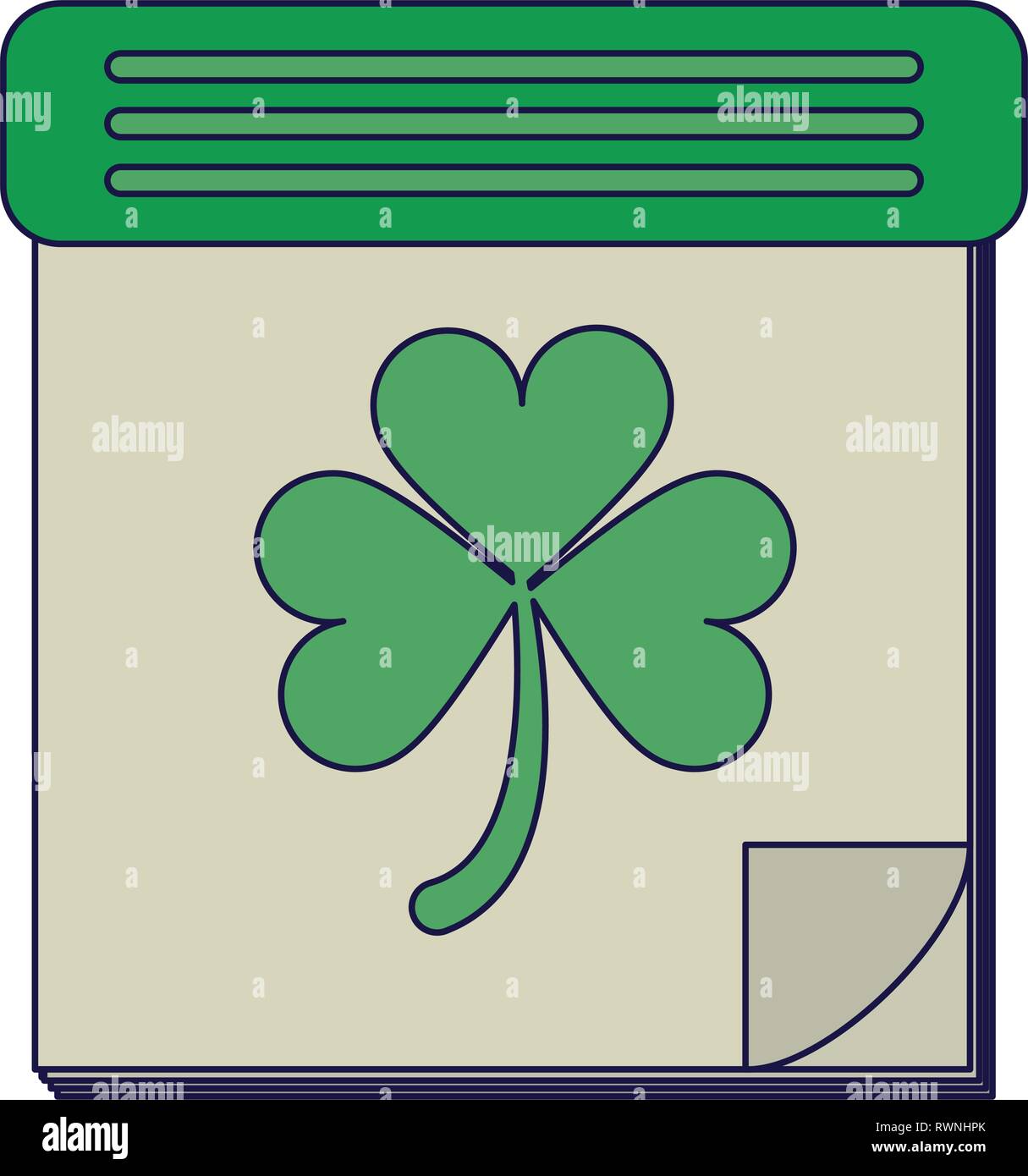 St patricks calendar with clover symbol blue lines Stock Vector Image ...