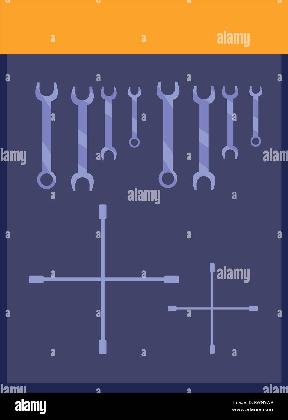 board with mechanic tools hanging vector illustration design Stock ...