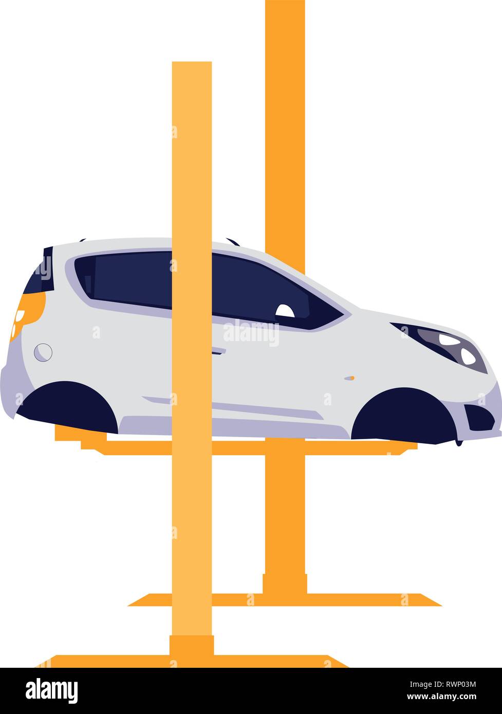 car vehicle in platform mechanical workshop vector illustration design ...