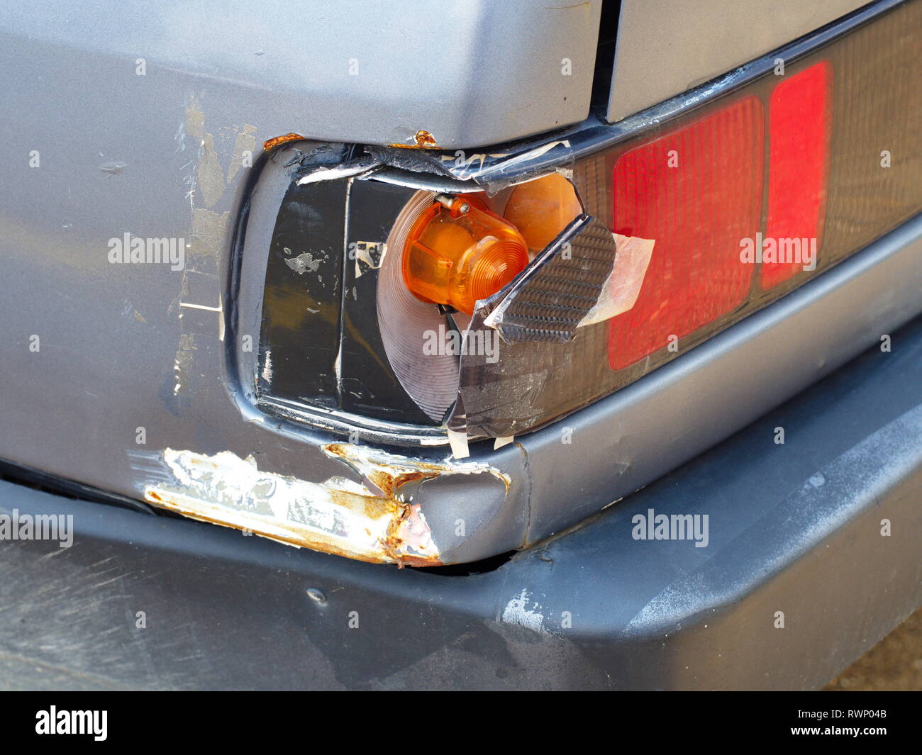 damaged car. traffic accident. the car's signal lamp is broken Stock ...