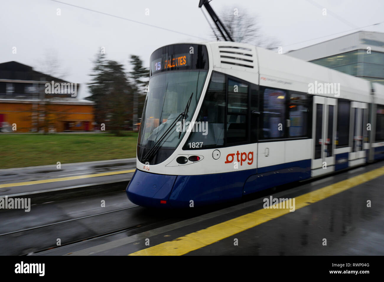 Tramway train, Geneva, Swiss Stock Photo - Alamy